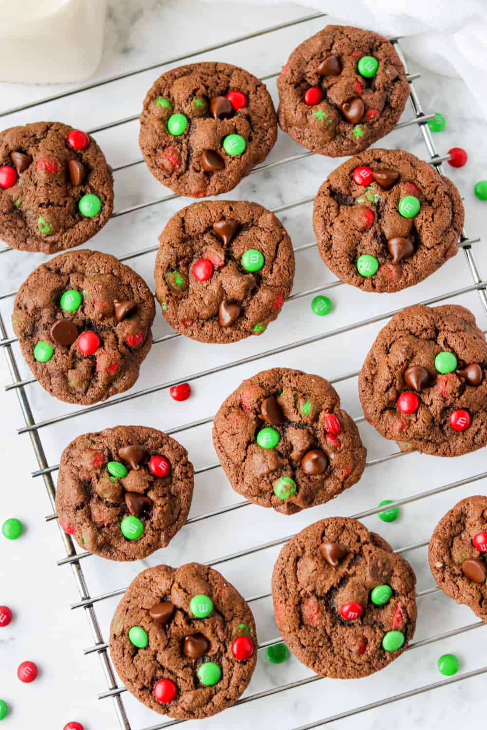 Double Chocolate M & M Christmas Cookies | 365 Days of Baking